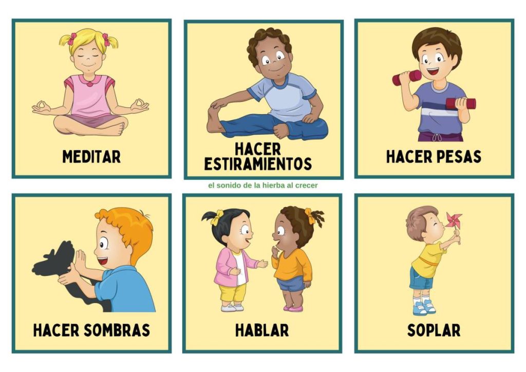 Tarjetas vocabulario ACCIONES - El Sonido de la hierba al crecer
