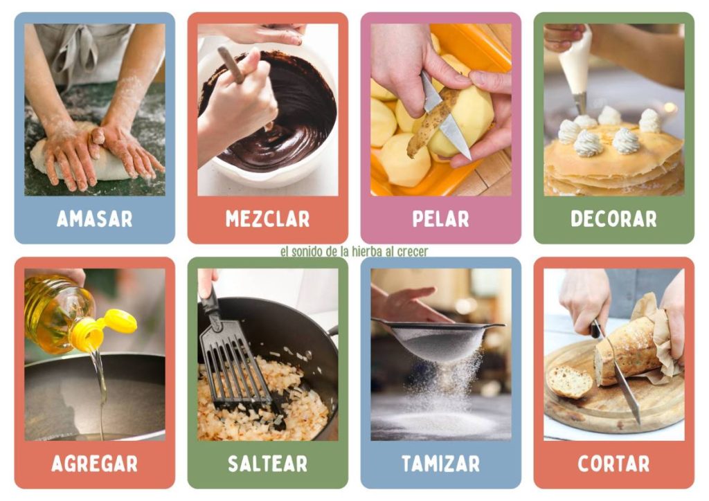 Tarjetas de Vocabulario sobre COCINAR - El Sonido de la hierba al crecer